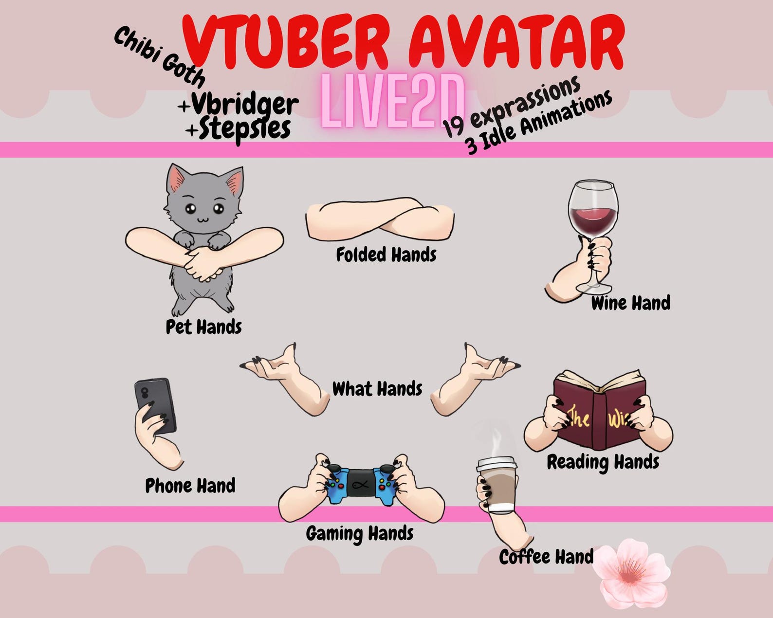 Kawaii Goth Chibi Live2d Vtuber Avatar: Fully Rigged Model (instant ...