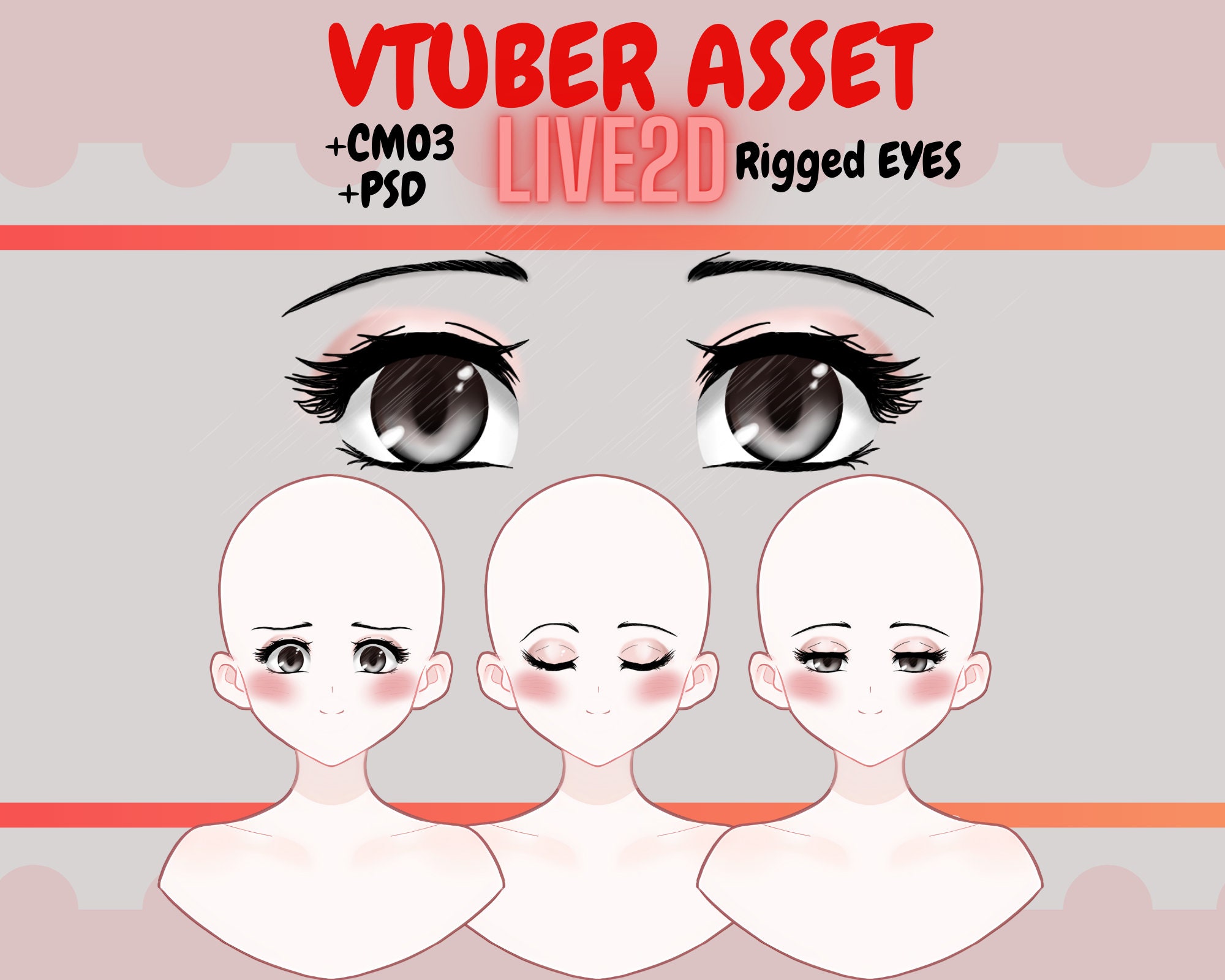 Live2d Eyes - Rigged Vtuber Eyes | Live2d Asset| Psd, Cmo3, Live2d ...