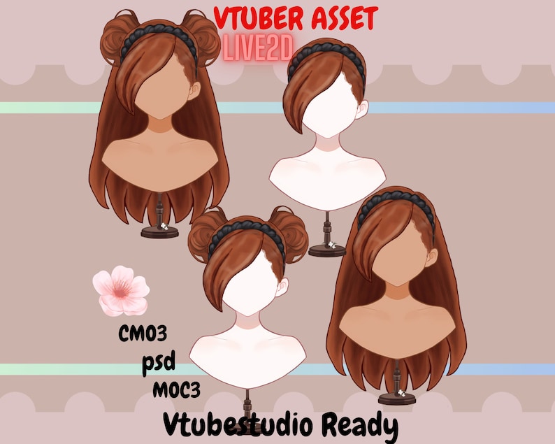 Vtuber Asset Rigged Vtuber Hair Live2d Asset Transparent Background PNG ...