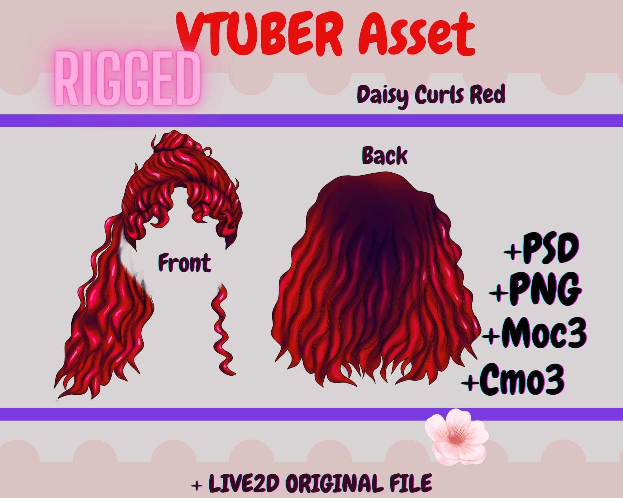 Rigged Vtuber Hair Asset: Daisy Curls - Live2d, Moc3,psd & PNG Files - Etsy