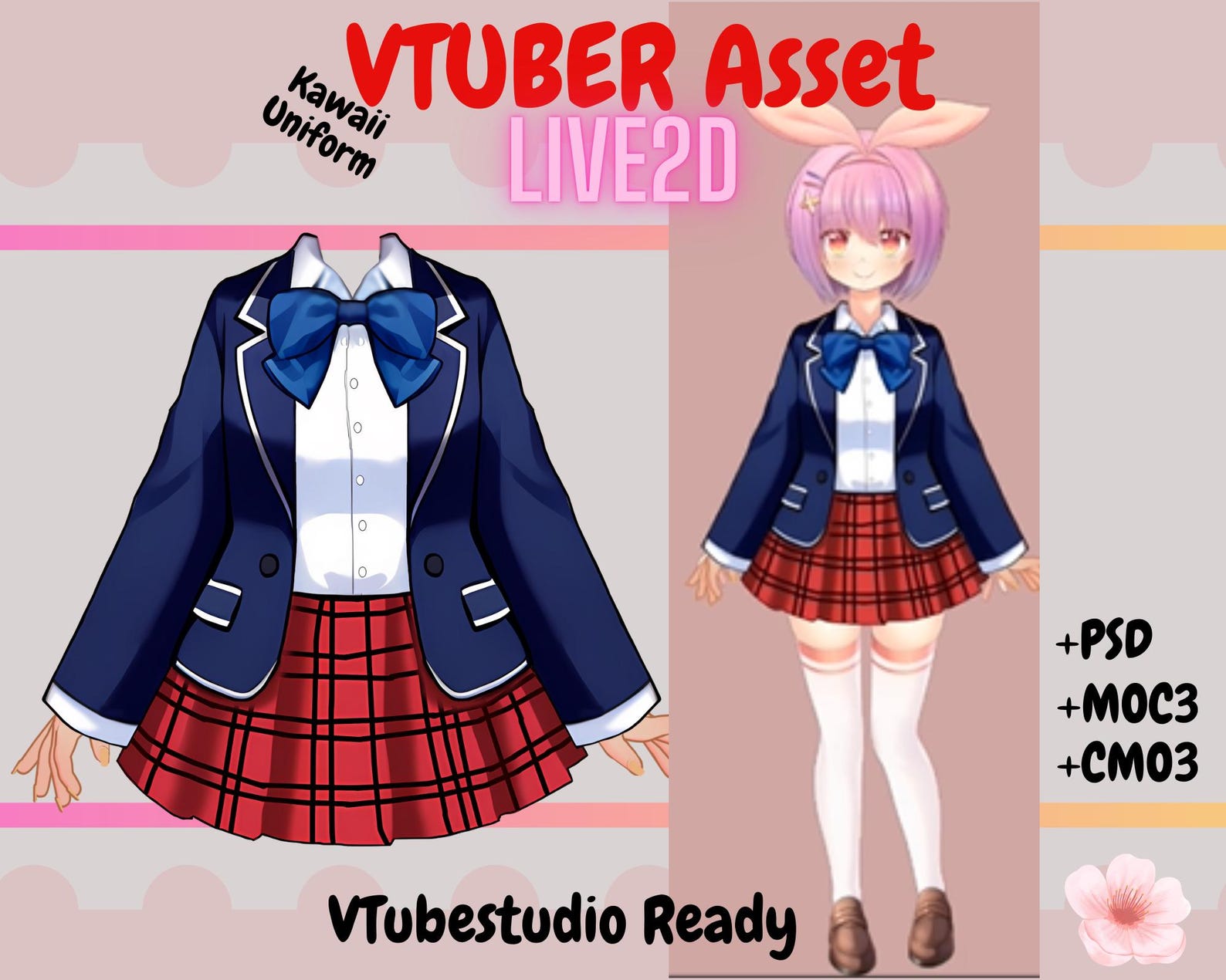 Kawaii Uniform - Rigged Vtuber Outfit| Live2d Rig| Clothing Asset| Vtuber Clothing | Vtuber ...