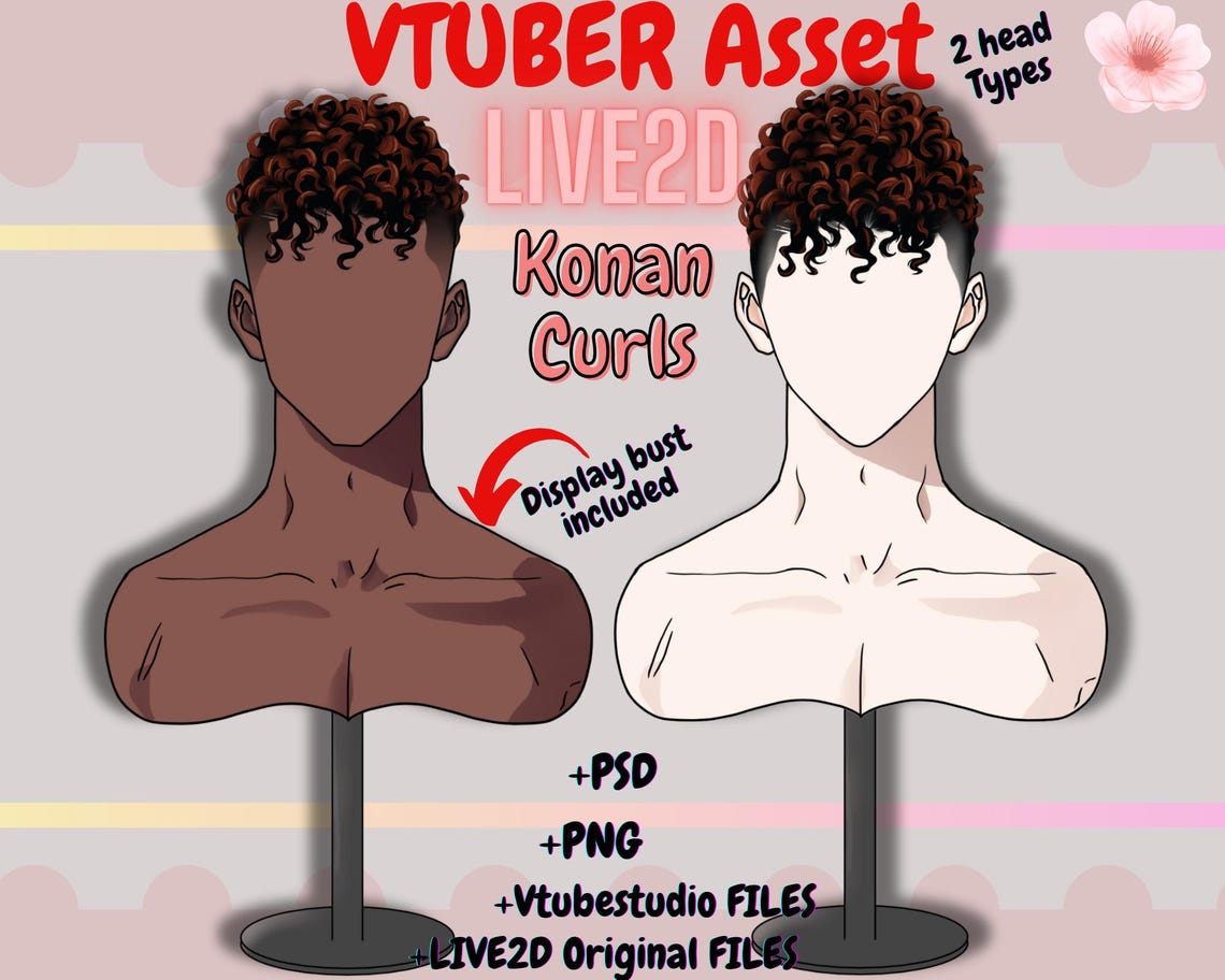Male Vtuber Asset: Curly Live2d Hair (PSD, PNG, Moc3, Cmo3). - Etsy