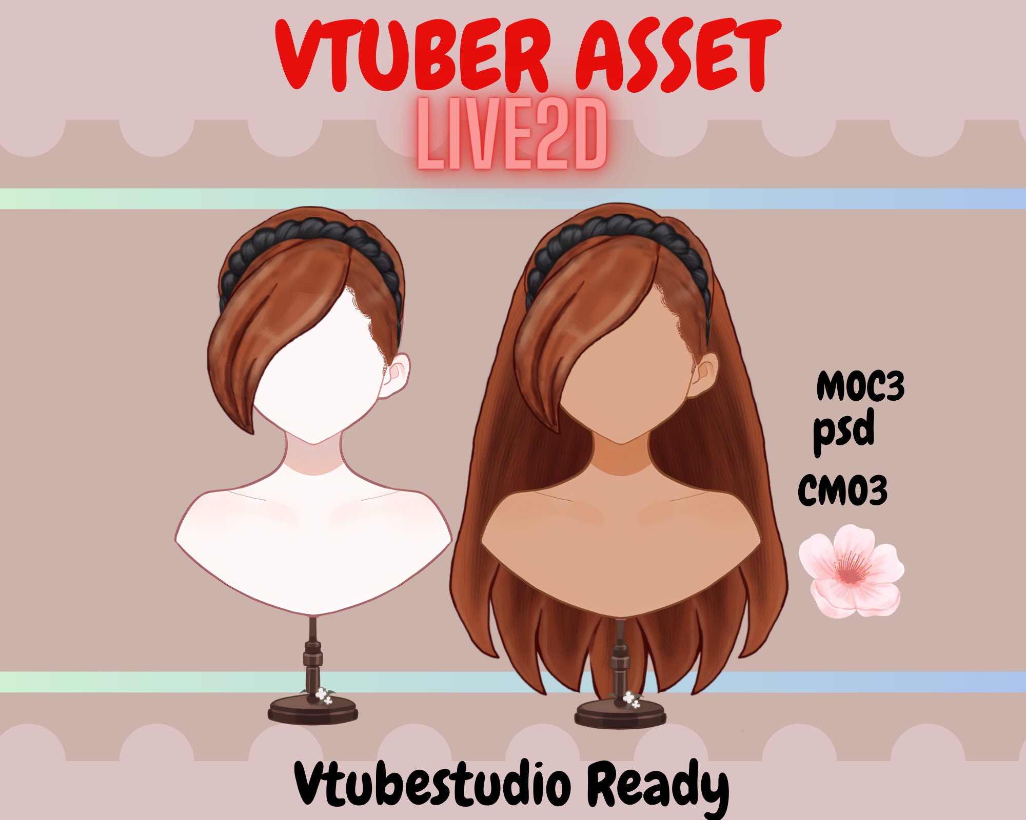 Vtuber Asset Rigged Vtuber Hair Live2d Asset Transparent Background PNG ...