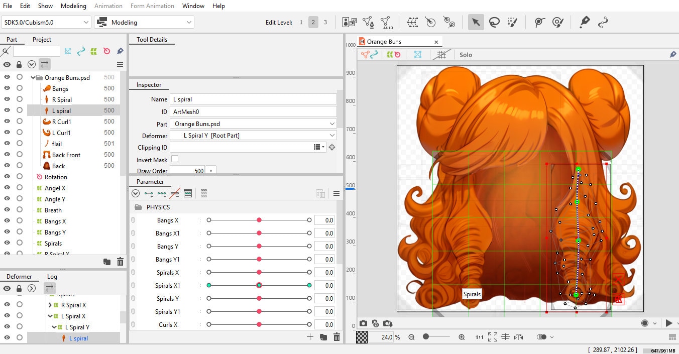Vtuber Rigged Asset Vtuber Hair Orange Buns Live2d Asset Transparent ...