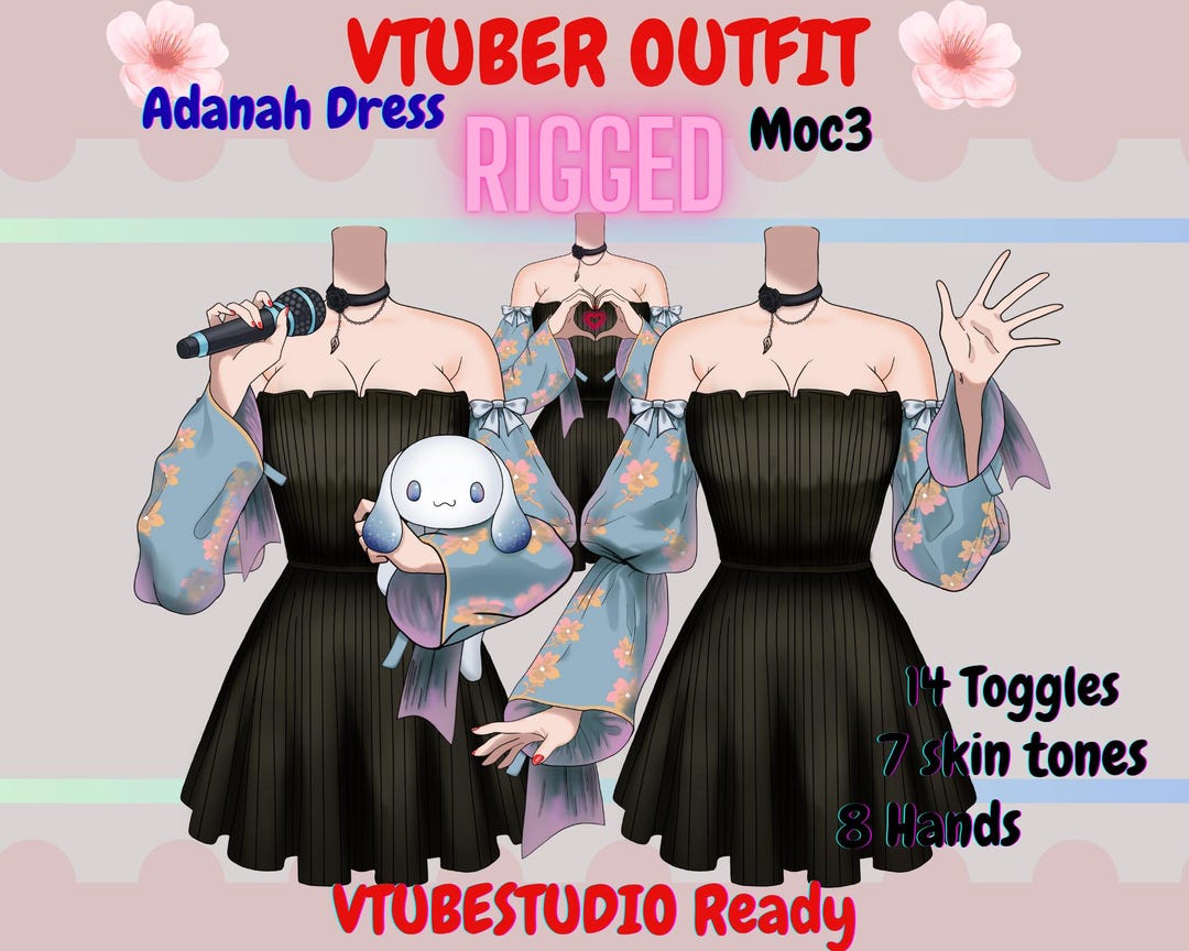 Rigged Vtuber Outfit: Adanah Dress, 14 Toggles (vtuberstudio Moc3 File ...