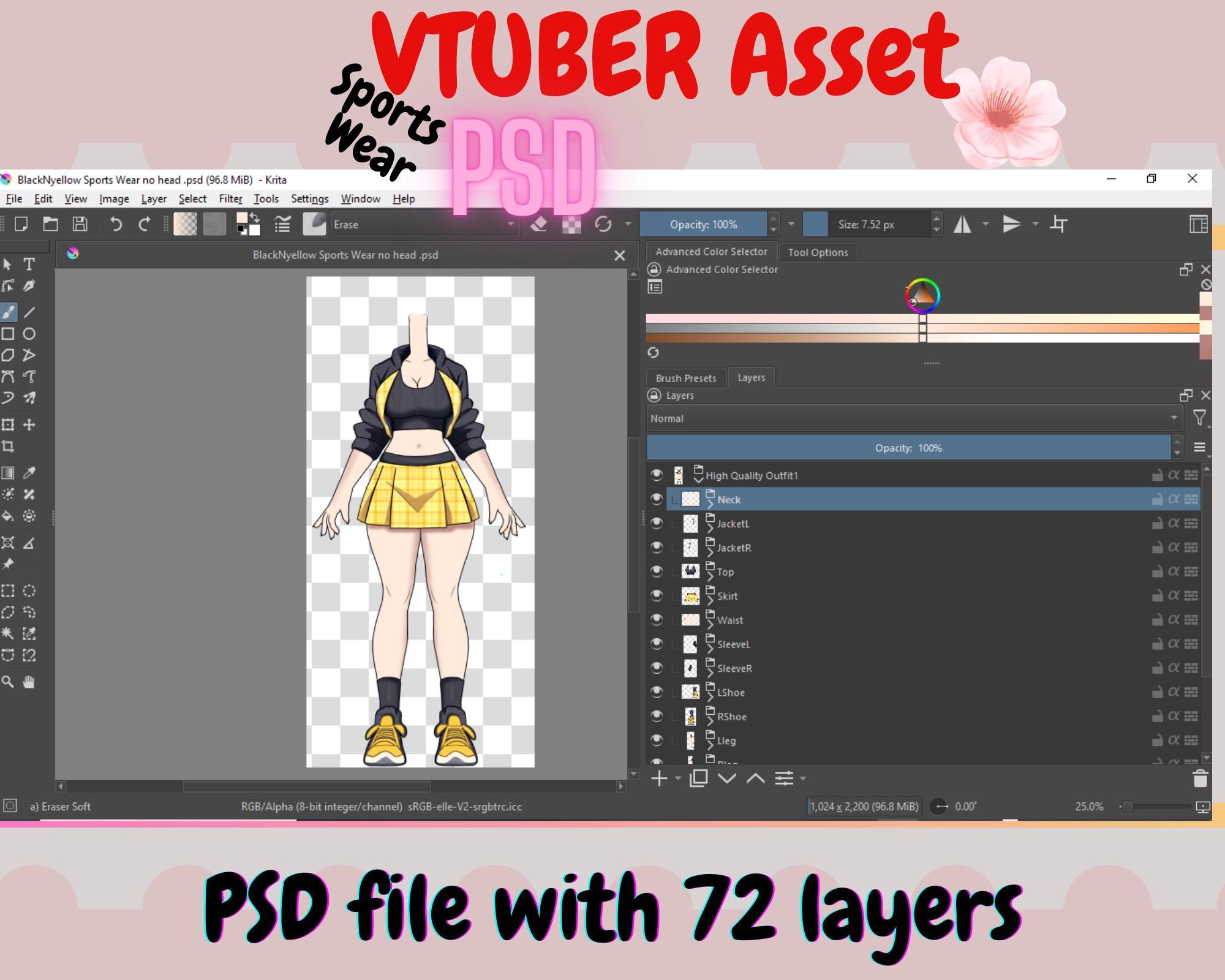 Vtuber Sports Outfit Asset Adopt: Yellow Plaid Skirt (PSD & PNG) - Etsy