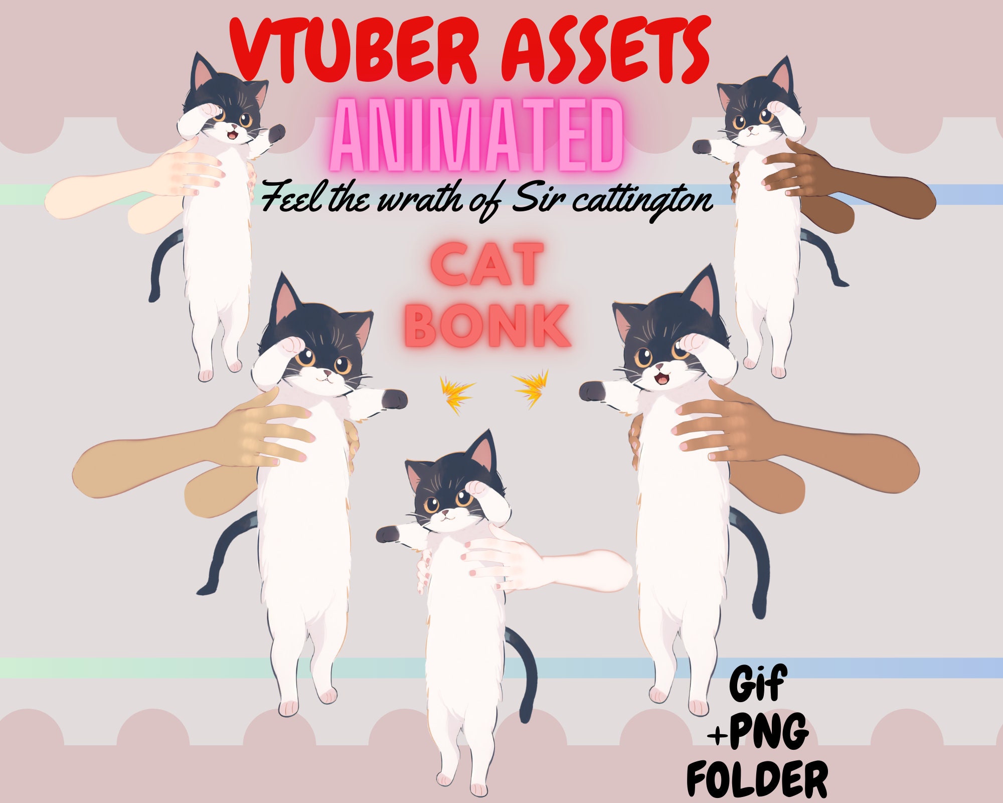 Long Cat Bonk Gif-twitch Redeem Animated Vtuber Hand Asset Twitch Asset ...