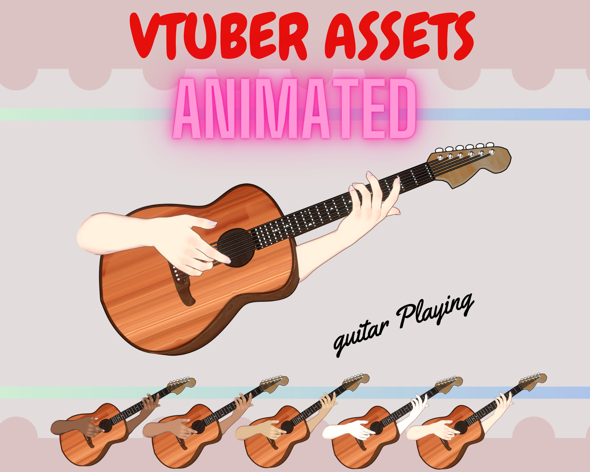 Animated Vtuber Hands Guitar Playing Vtuber Hand Asset musical Vtuber ...