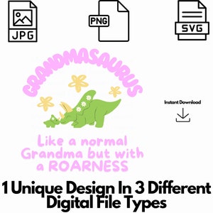 Grandmasaurus, Grandma Svg, Dinosaur Png, Roar, Like a Regular Grandma ...