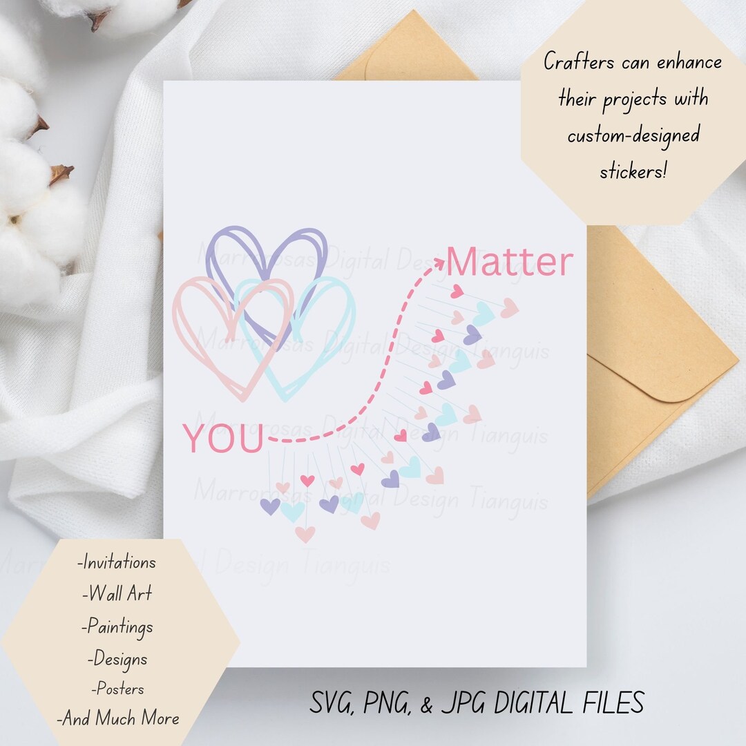 You Matter Svg, Inspirational Heart Design, Love Svg, Pastel Rainbow ...