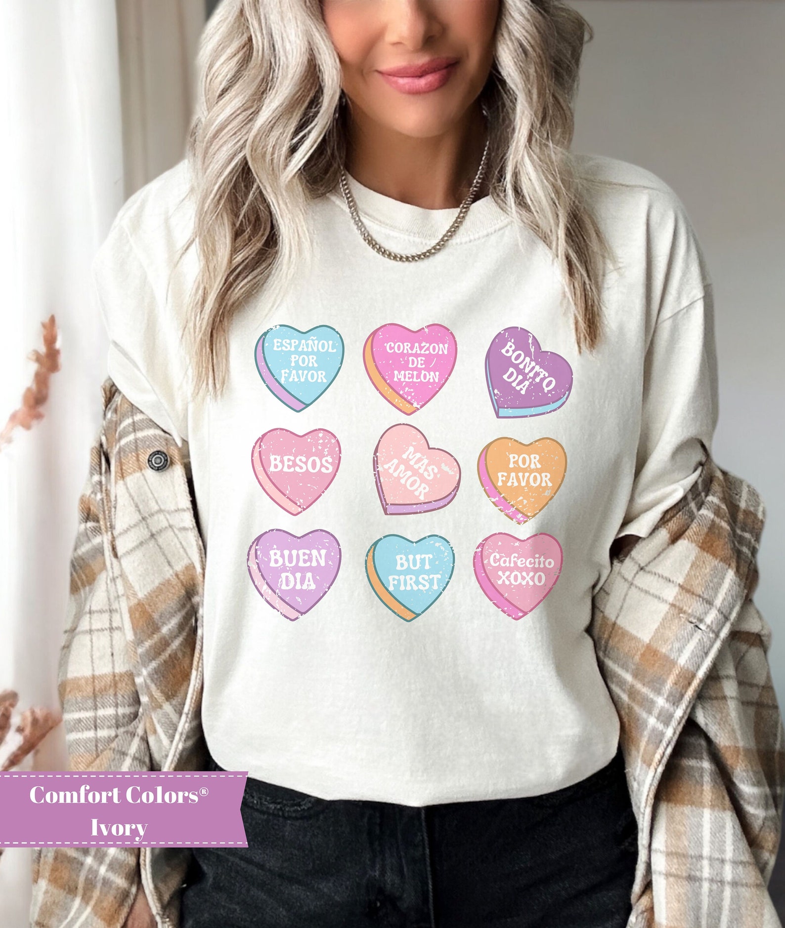 Comfort Colors® Spanish Valentine Shirt Candy Hearts Tshirt Spanish ...