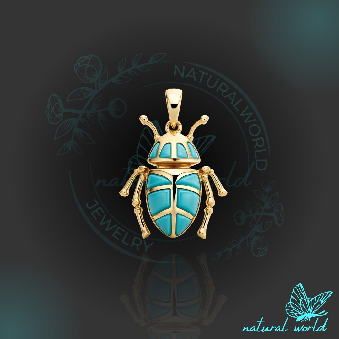 14K Gold Gemstone Scarab Pendant, Hand Carving Scarab, Carved Scarab ...