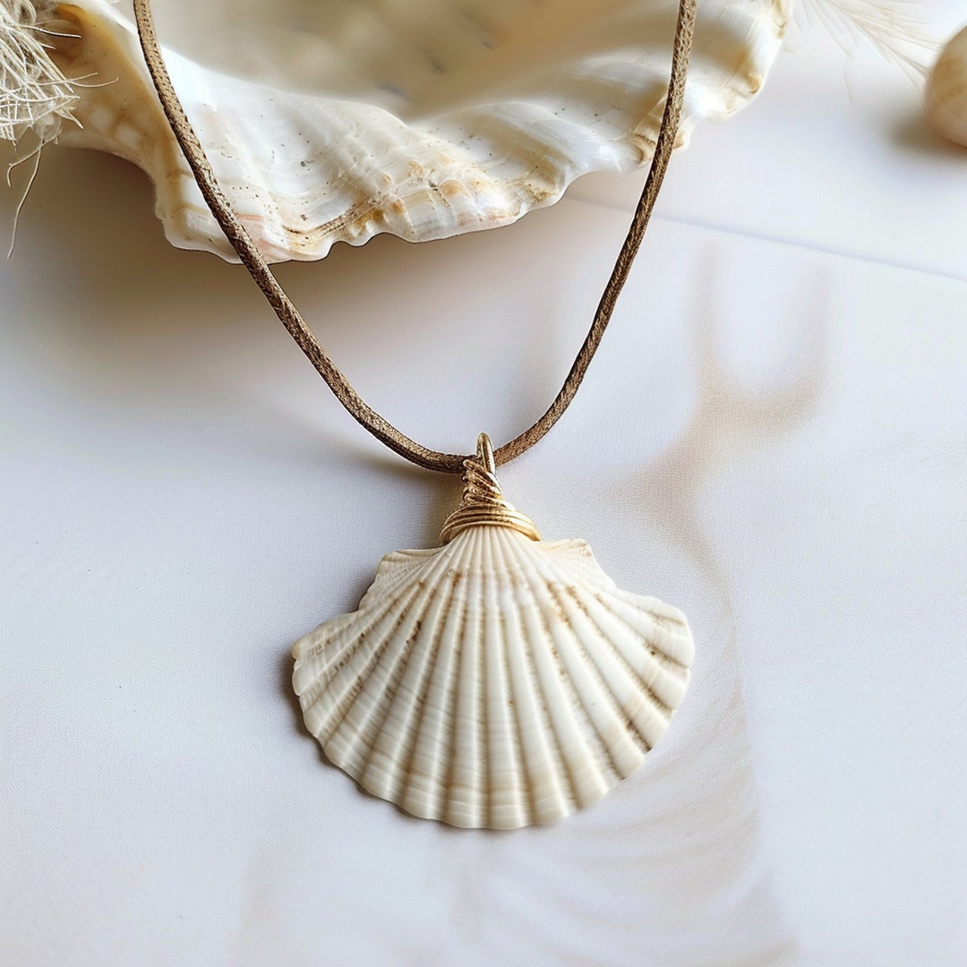 Natural Scallop Seashell Pendant, Sea Shell Scallop Pendant, Beach Sea ...
