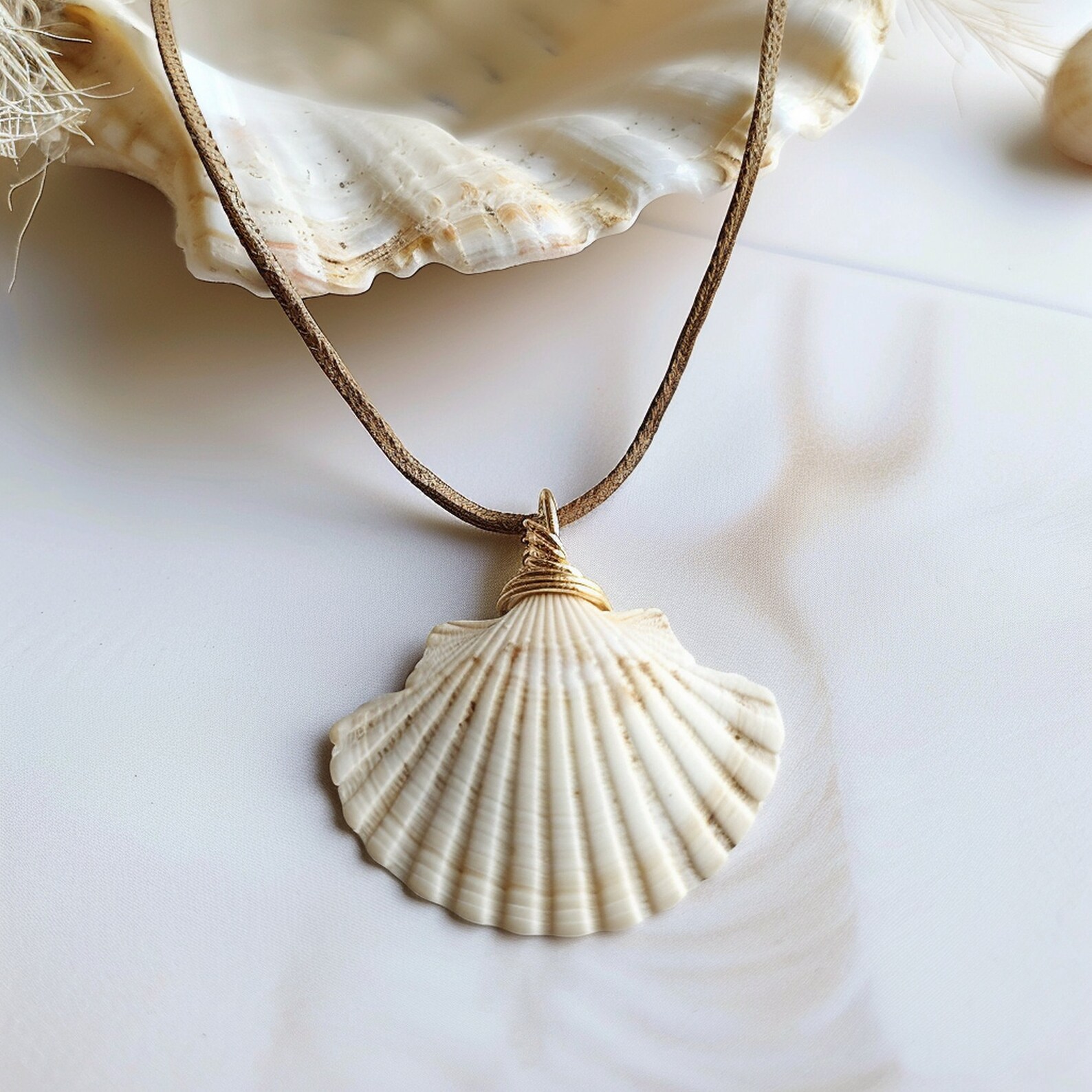 Natural Scallop Seashell Pendant, Sea Shell Scallop Pendant, Beach Sea ...