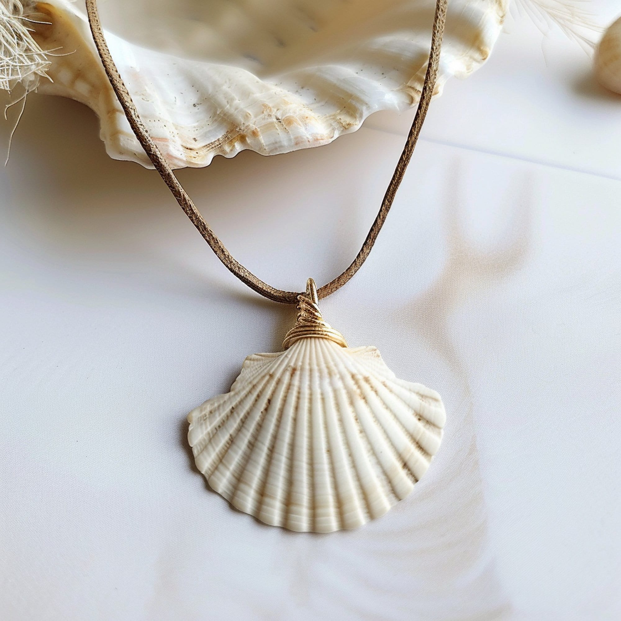 Natural Scallop Seashell Pendant, Sea Shell Scallop Pendant, Beach Sea ...