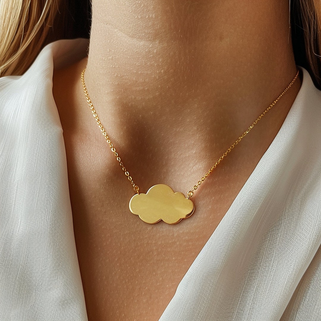 14K Gold Plated Cloud Necklace, Gold Cloud Necklace, Tiny Gold Cloud Necklace, Delicate Cloud ...