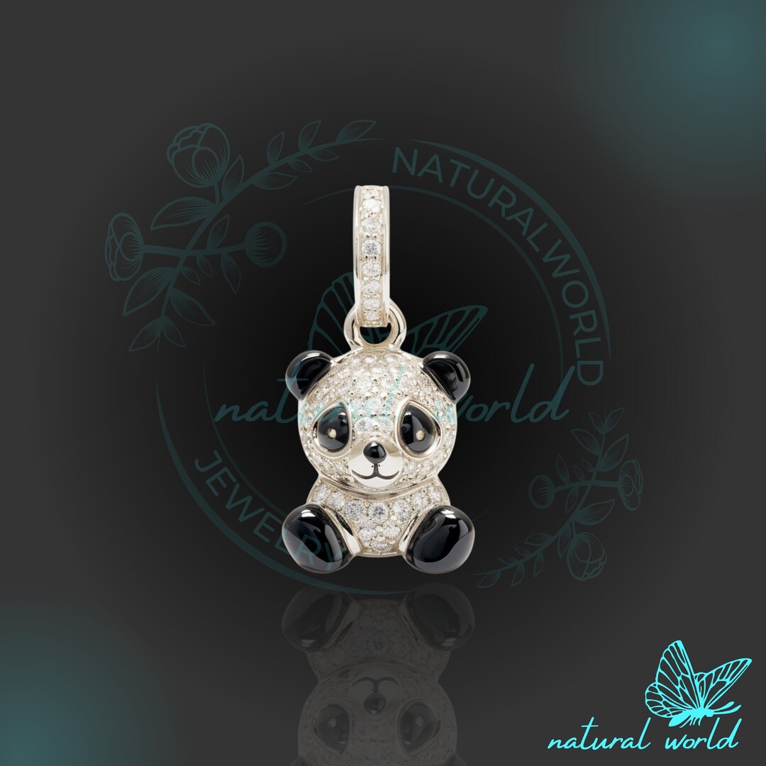 925 Silver Teddy Charm Pendant, Diamond Teddy Bear Pendant, Pave ...