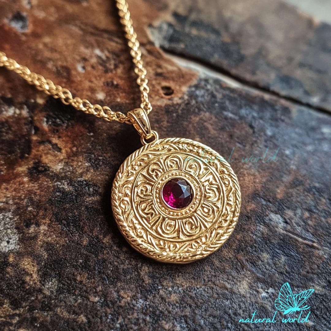 14k Gold Diamond Mandala Round Pendant, Gold Mandala Round Pendant ...
