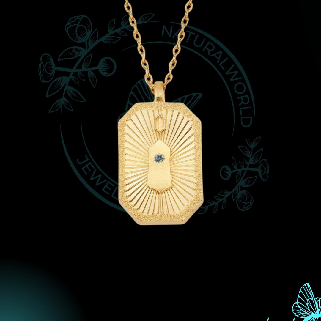 925 Silver Fluted Sacred Scapular Pendant, Gold Square Rectangle ...