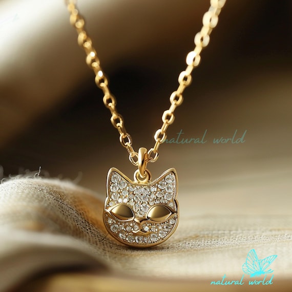 Diamond Cat Pendant Necklace
