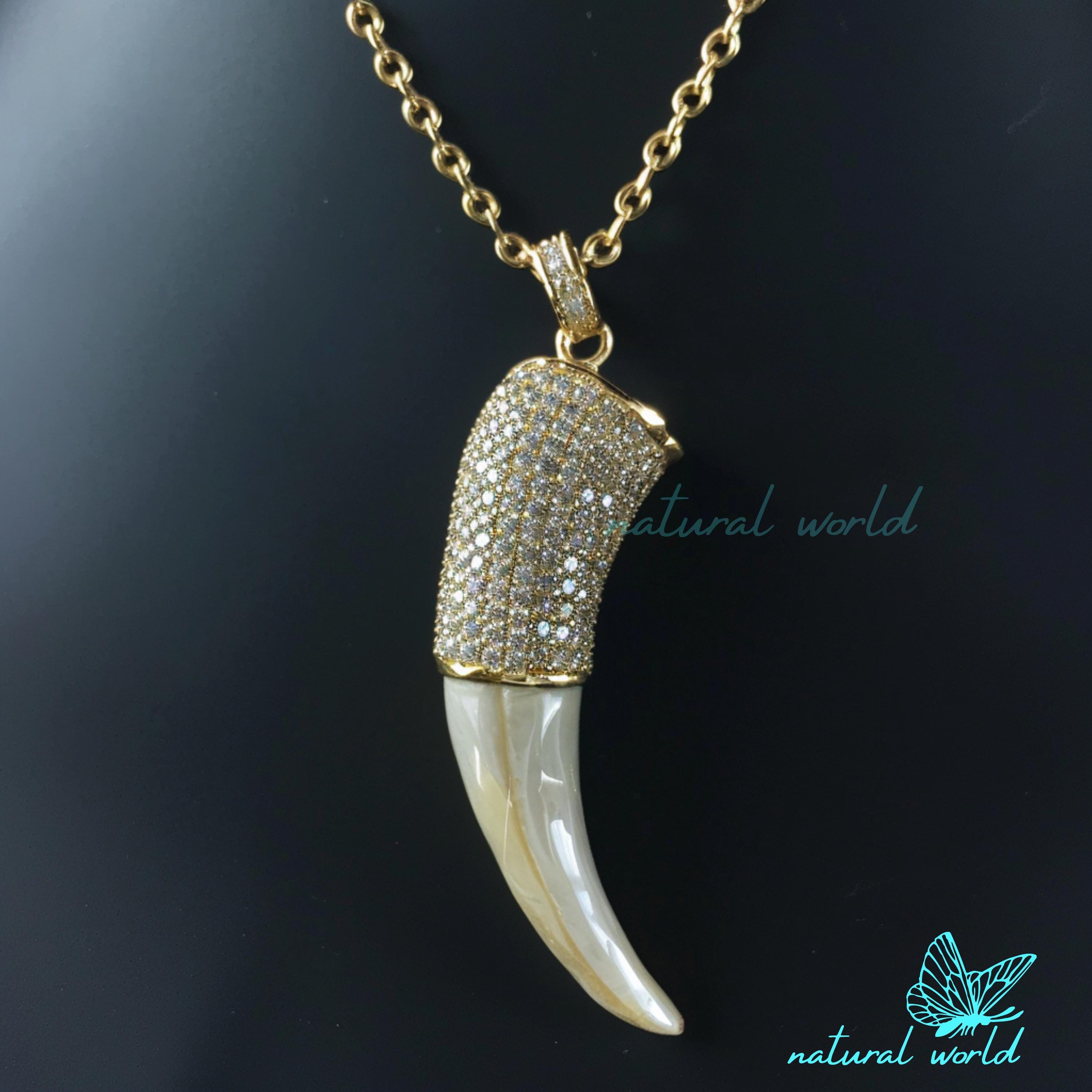 14K Gold Gemstone Horn Pendant, Turquoise Italian Horn Charm, Handmade ...