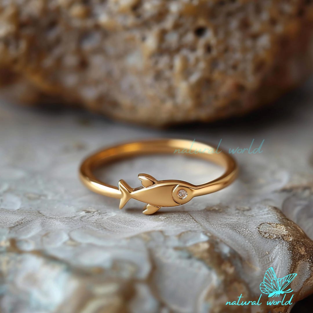14K Gold Fish Ring, Real Gold Fish Ichthys Ring, Christian Fish Ring ...