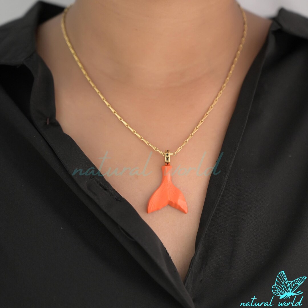 Gemstone Fish Tail Pendant Carved Fish Tail Pendant Natural - Etsy