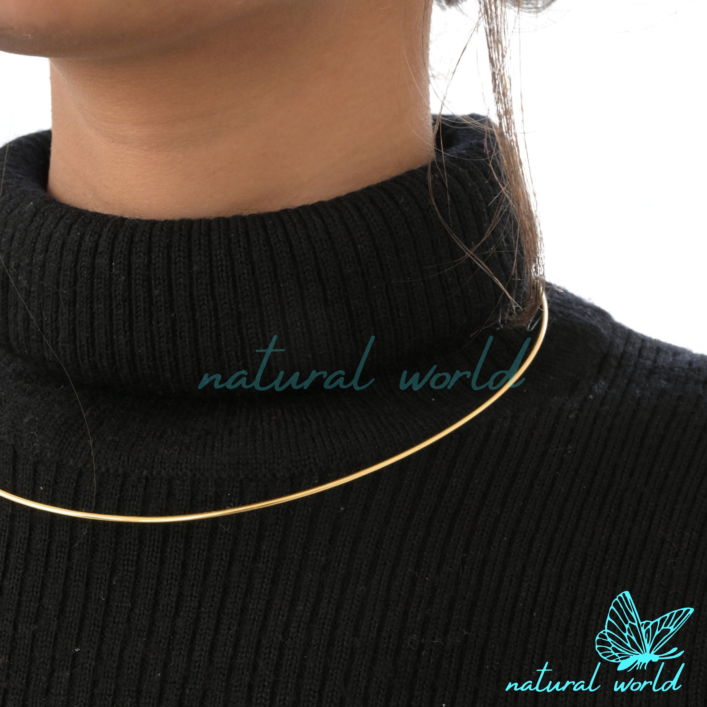 925 Silver Choker Wire Necklace, Women Choker Wire Necklace, Neck Cuff ...