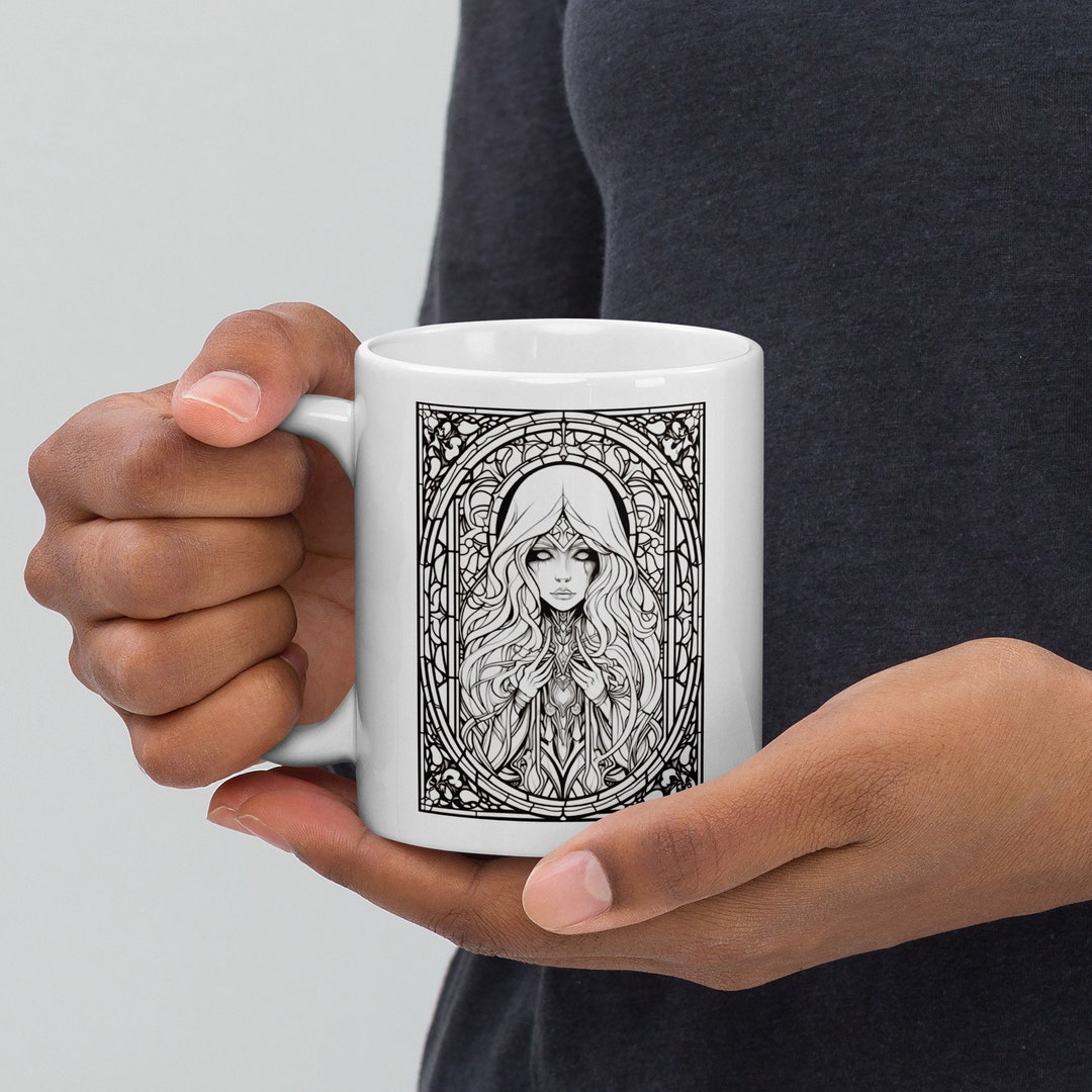 Stained Glass Gothic Girl Mug Dark Romance Coffee Cup,gothic Tea Cup ...