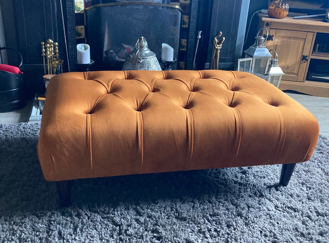 Burnt Orange Velvet Footstool 80x50x35 High,hand Made to Order,other ...