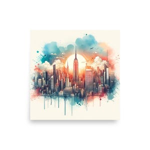 Urban Harmony: A Cityscape in Watercolour,urban Art,modern Art,street ...