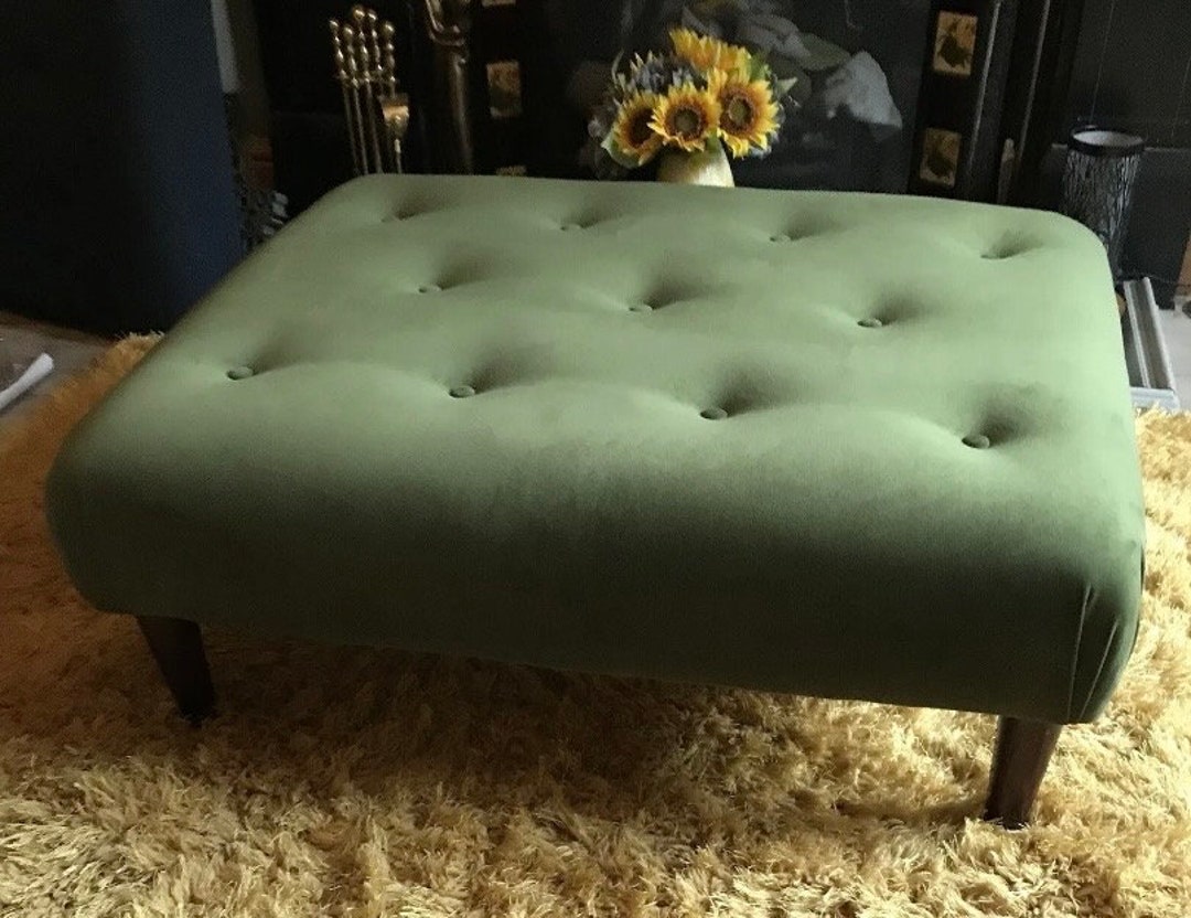 Green Velvet Footstool 80x60x35cm High,hand Made to Order,other Sizes ...