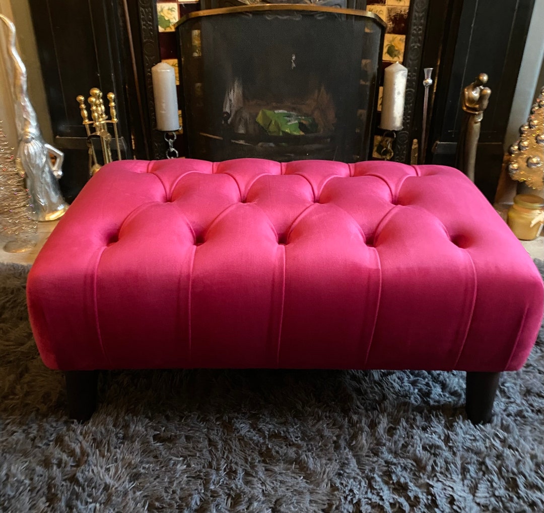 Fuschia Pink Velvet Footstool 80x50x35 High, Hand Made to Order,other ...