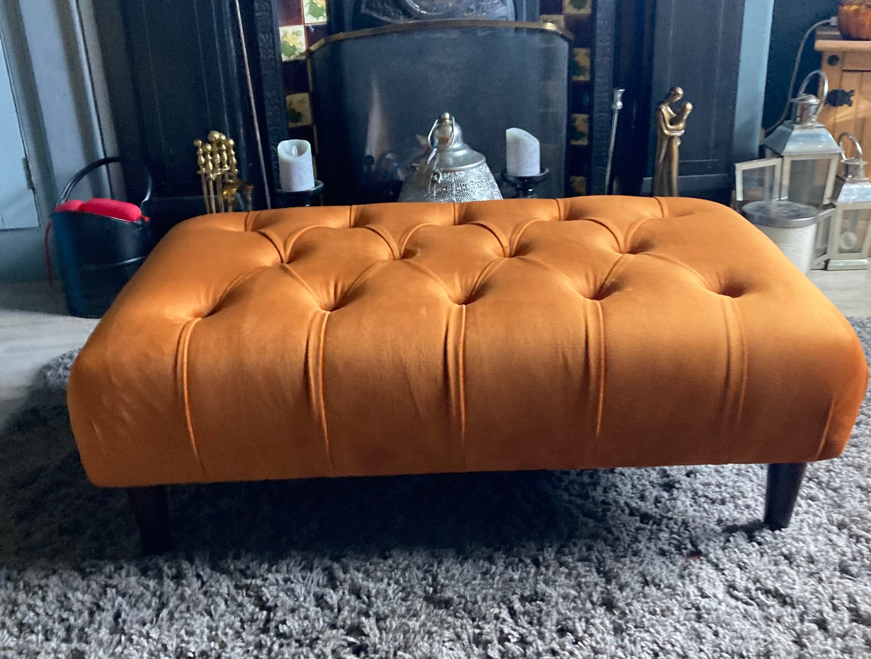 Burnt Orange Velvet Footstool 80x50x35 High Hand Made to - Etsy UK