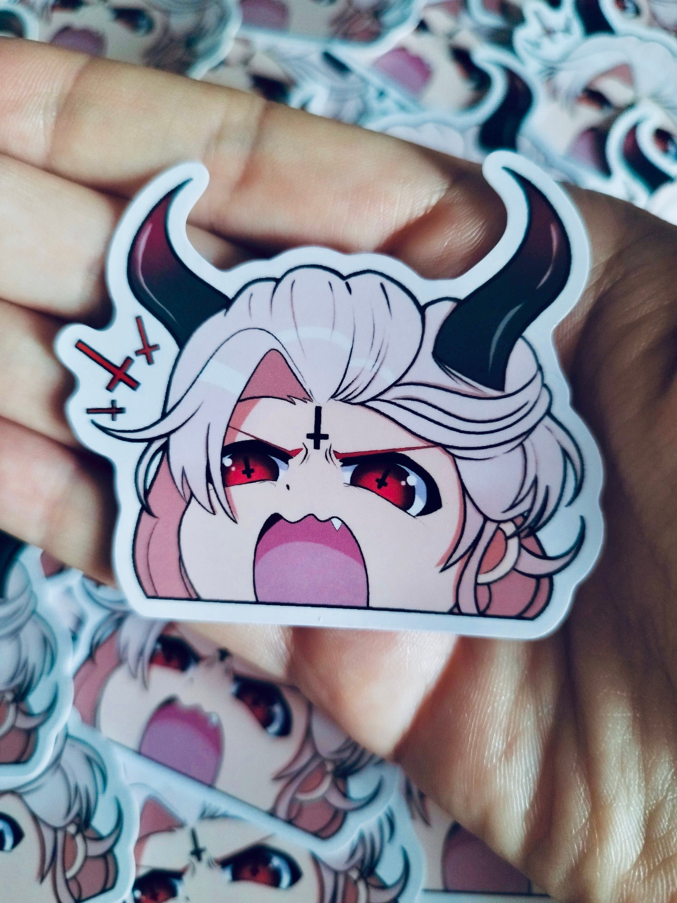 Satan Angry Face Vinyl Sticker What in Hell is Bad Fan Art - Etsy
