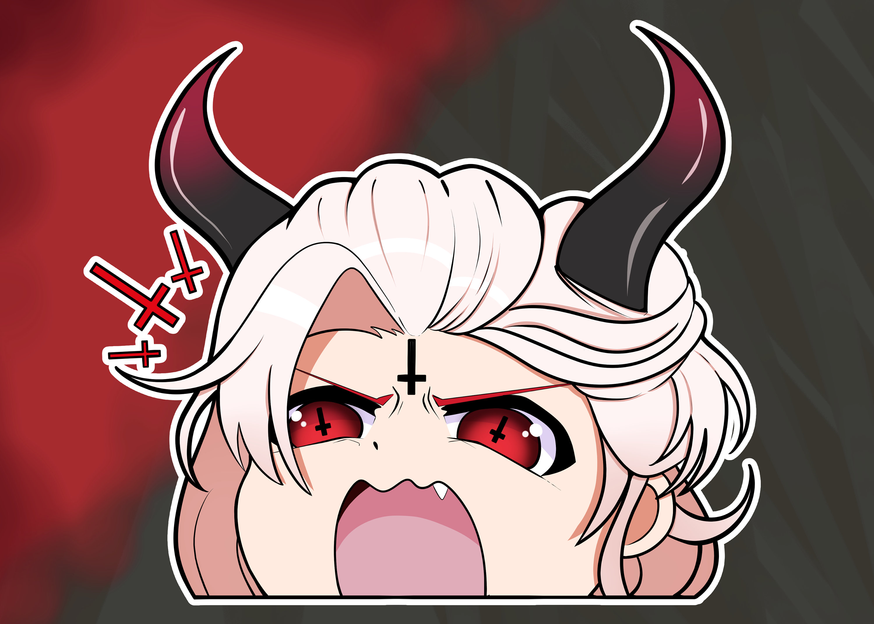 Satan Angry Face Vinyl Sticker What in Hell is Bad Fan Art - Etsy