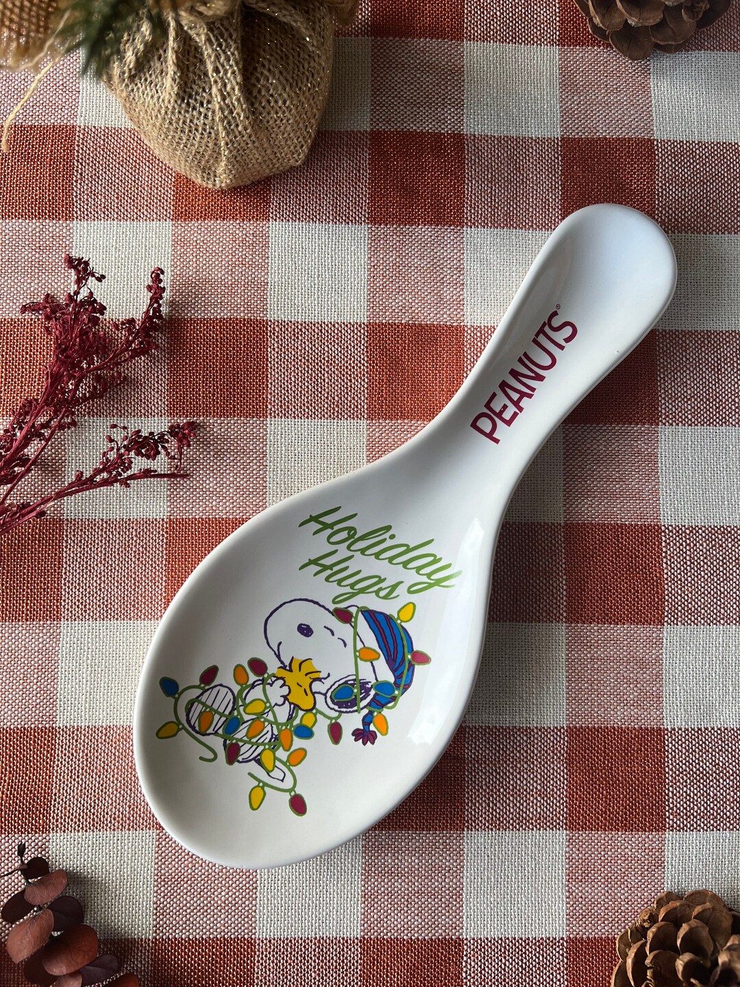 9.7" White Snoopy and Woodstock Holiday Spoon Rest - Etsy
