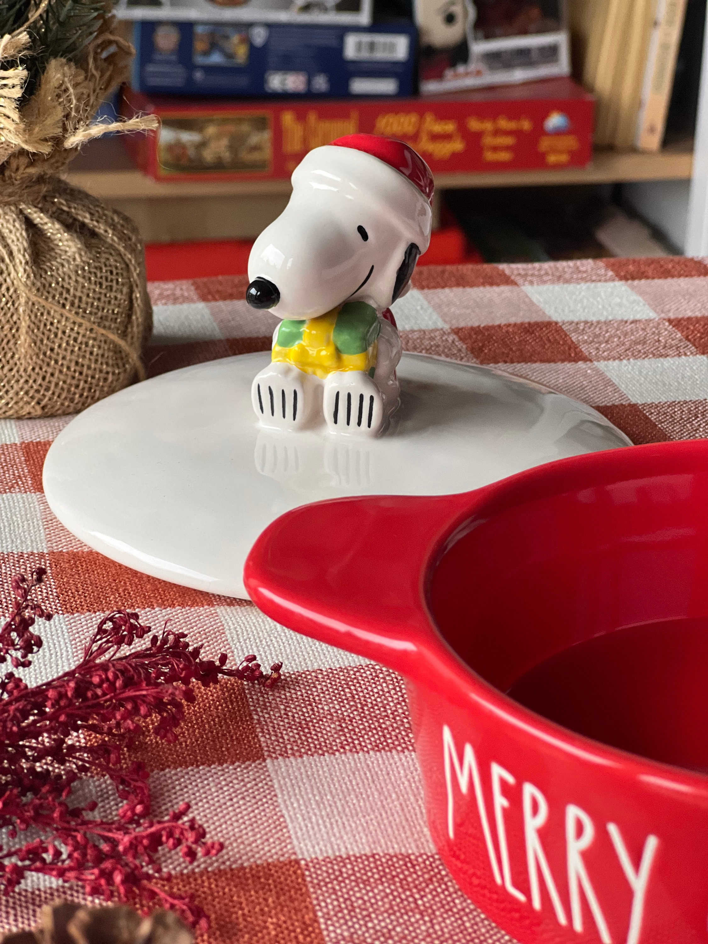 2-cup Rae Dunn Christmas Snoopy Baker With Lid - Etsy