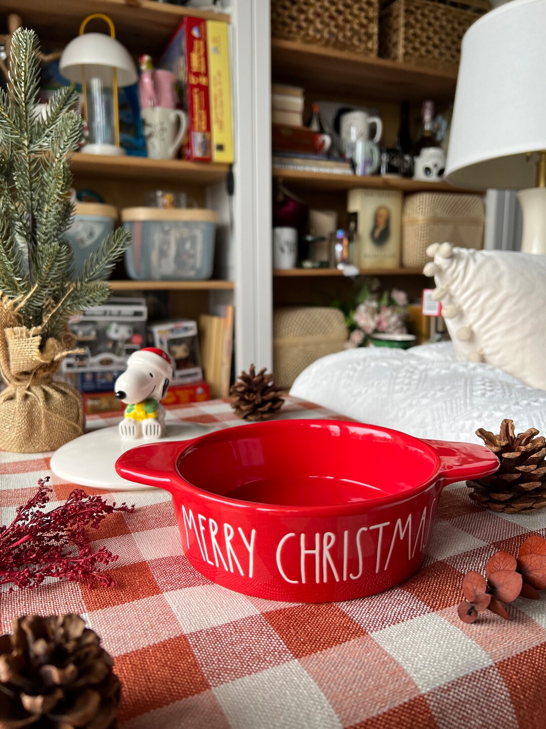 2-cup Rae Dunn Christmas Snoopy Baker With Lid - Etsy