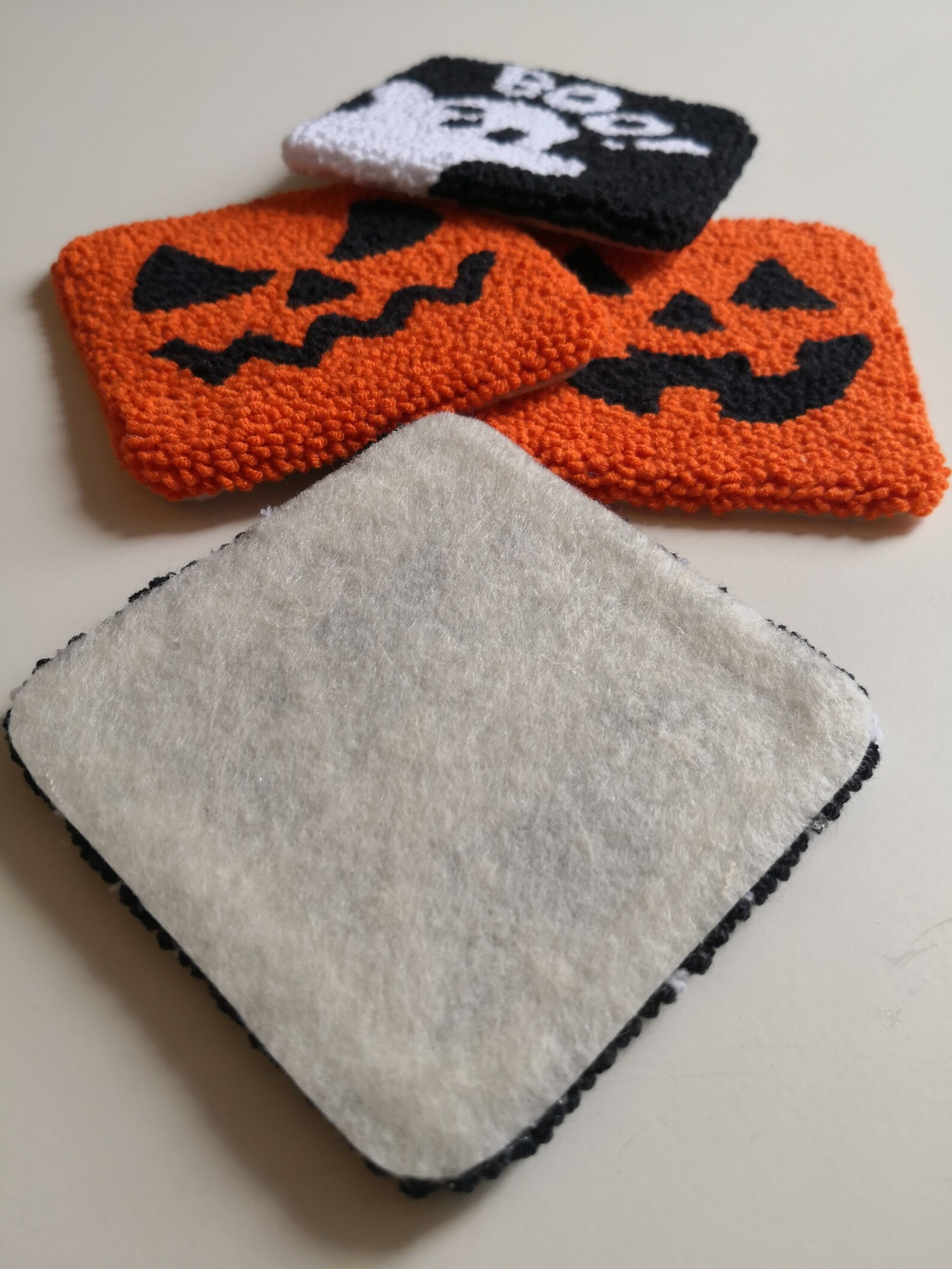 Halloween Coaster Set, Punch Needle Halloween Coaster Set, Halloween ...