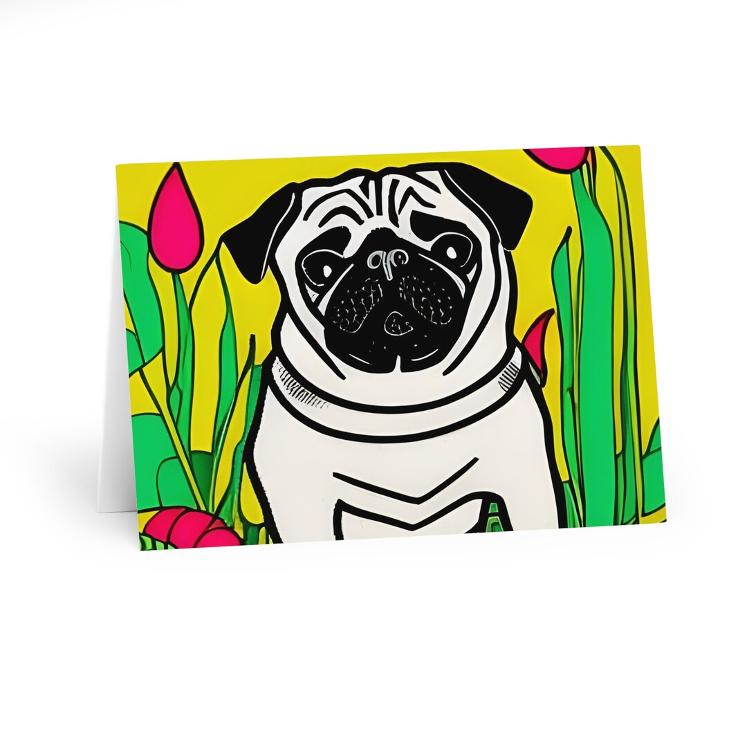 Pug Dog VB 5-pack Cards Blank Inside Horizontal Design - Etsy