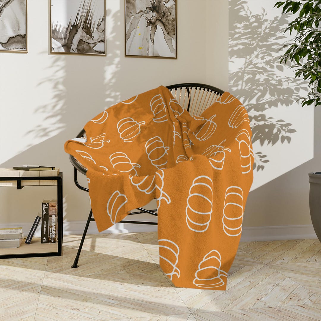 Halloween Pumpkin Blanket: Plush Scandi Fall Decor - Etsy