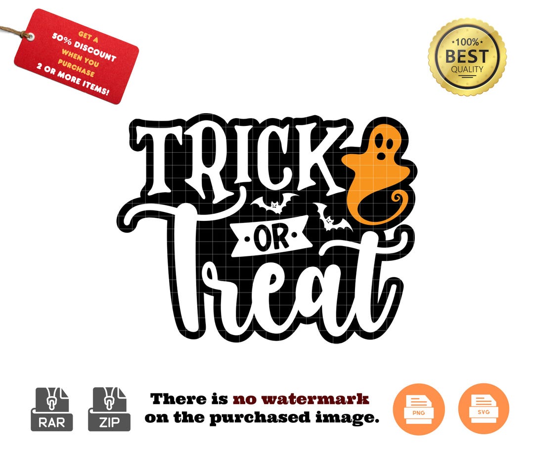 Trick or Treat SVG & PNG | Retro Checker Ghost Design | Customizable ...