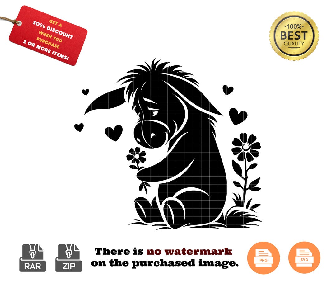 Eeyore Love Svg | Eeyore Png | Winnie the Pooh PNG and SVG Files | Easy ...