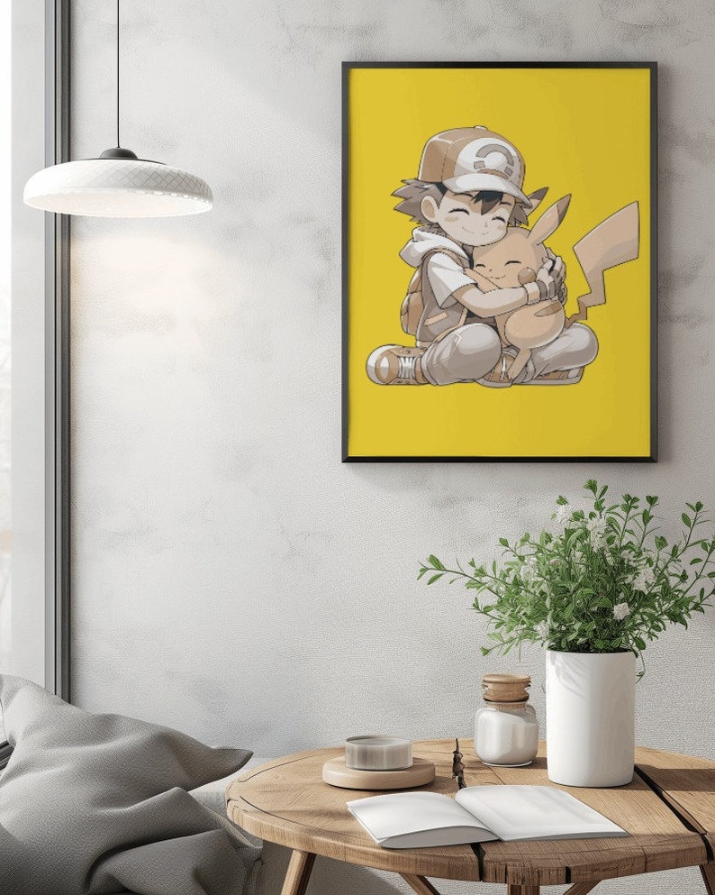 Ash & Pikachu Embrace: Heartwarming Pokemon Art Ideal for Fans and ...
