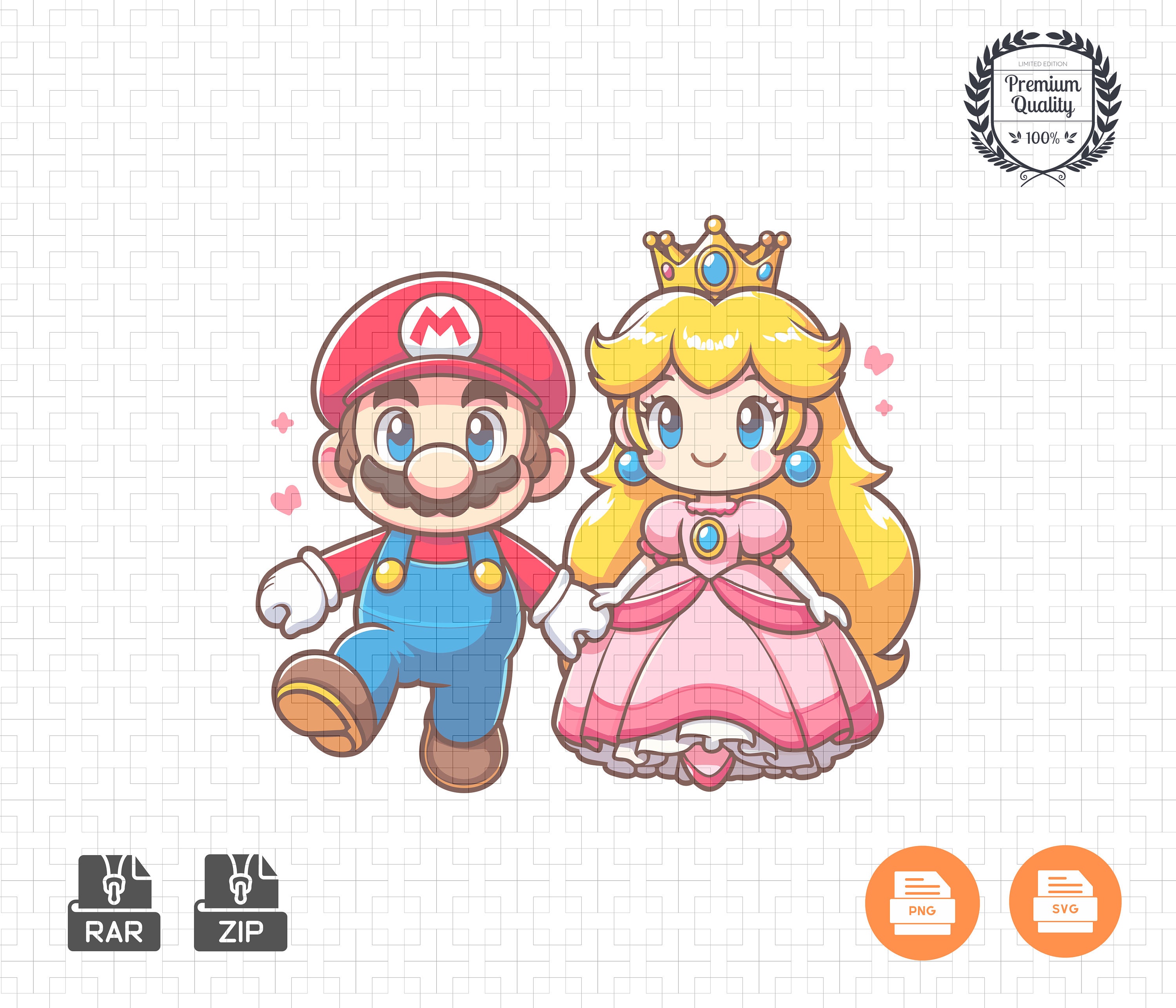 Super Mario & Princess Peach PNG: Sublimation Design (digital Download ...