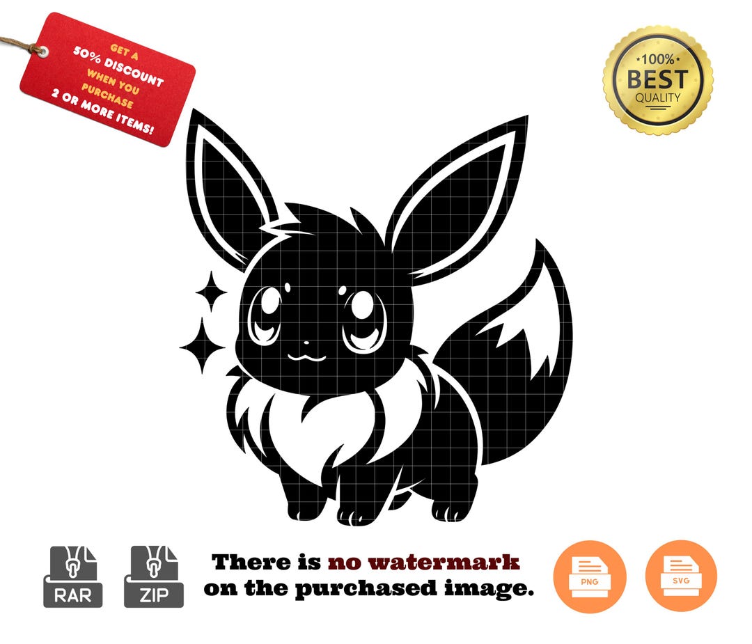 Eevee Pokemon SVG and PNG | Silhouette, Tumbler (digital Download ...