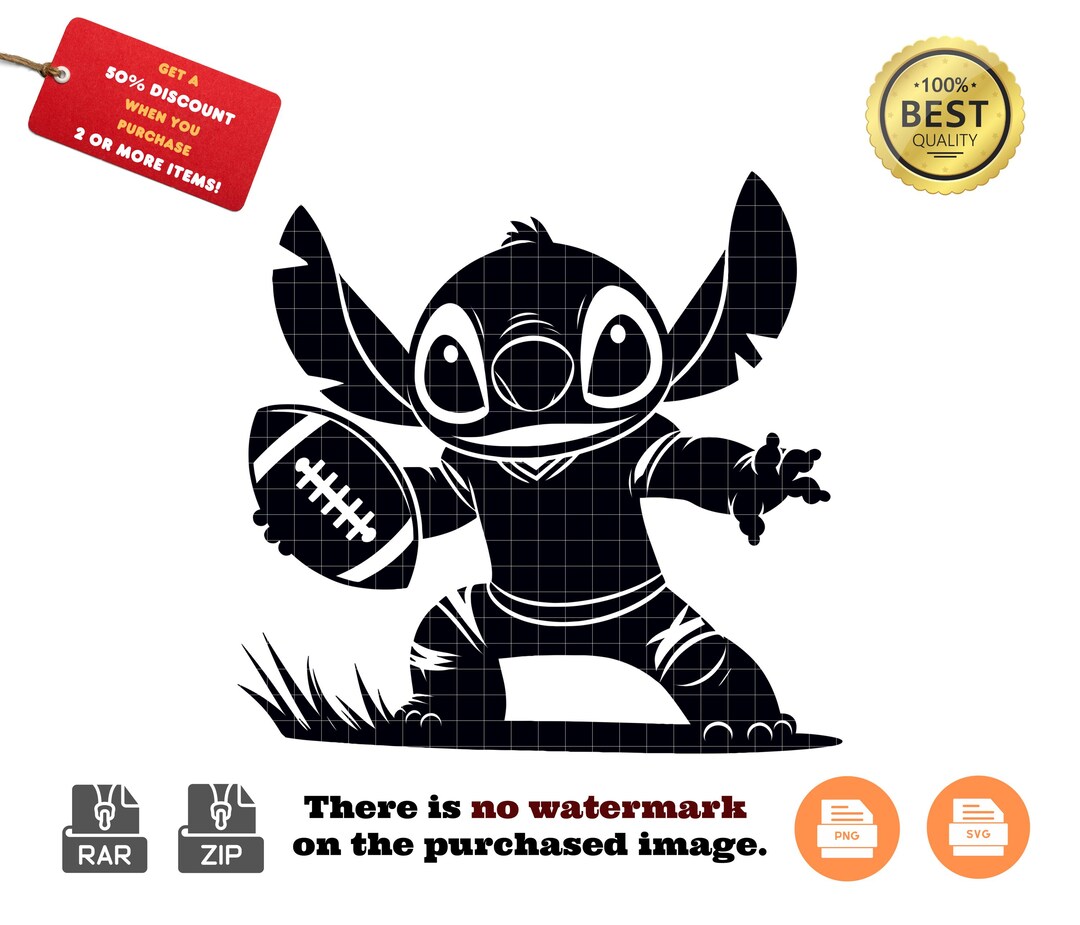 Stitch Svg y Png / Stitch jugando fútbol americano SVG y PNG / Descarga ...