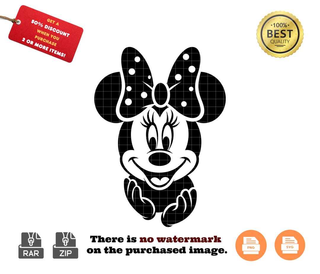 Minnie Mouse Head SVG: Silhouette Style, DIY Crafts (instant Download ...