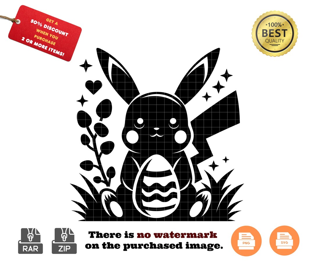 Pikachu Easter Svg and Png | Pikachu Svg | Easter Svg | Pokemon Svg ...